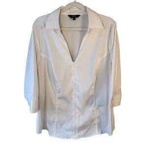 Reitmans | Tops | Reitmans White Zipup Blouse Size 6p Classic ...